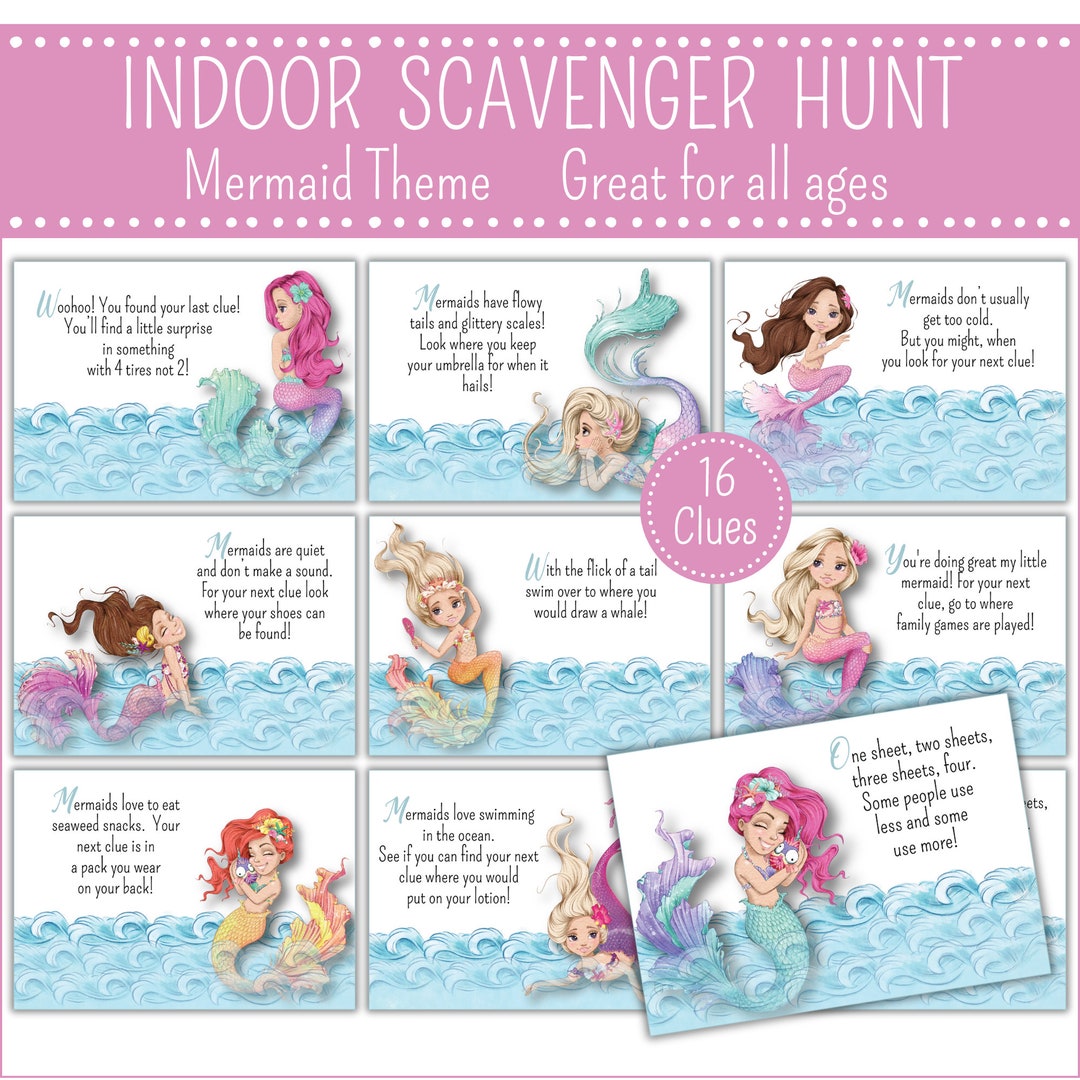 Summer Treasure Hunt for Kids Underwater Mermaid Scavenger Hunt With ...