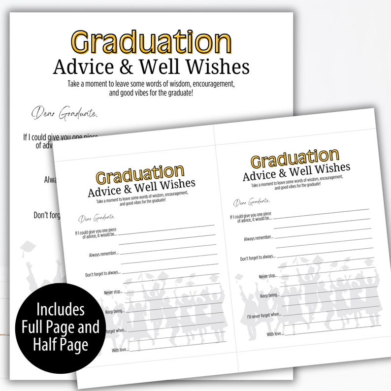 Editable Graduation Advice and Well Wishes Printable Grad Party ...