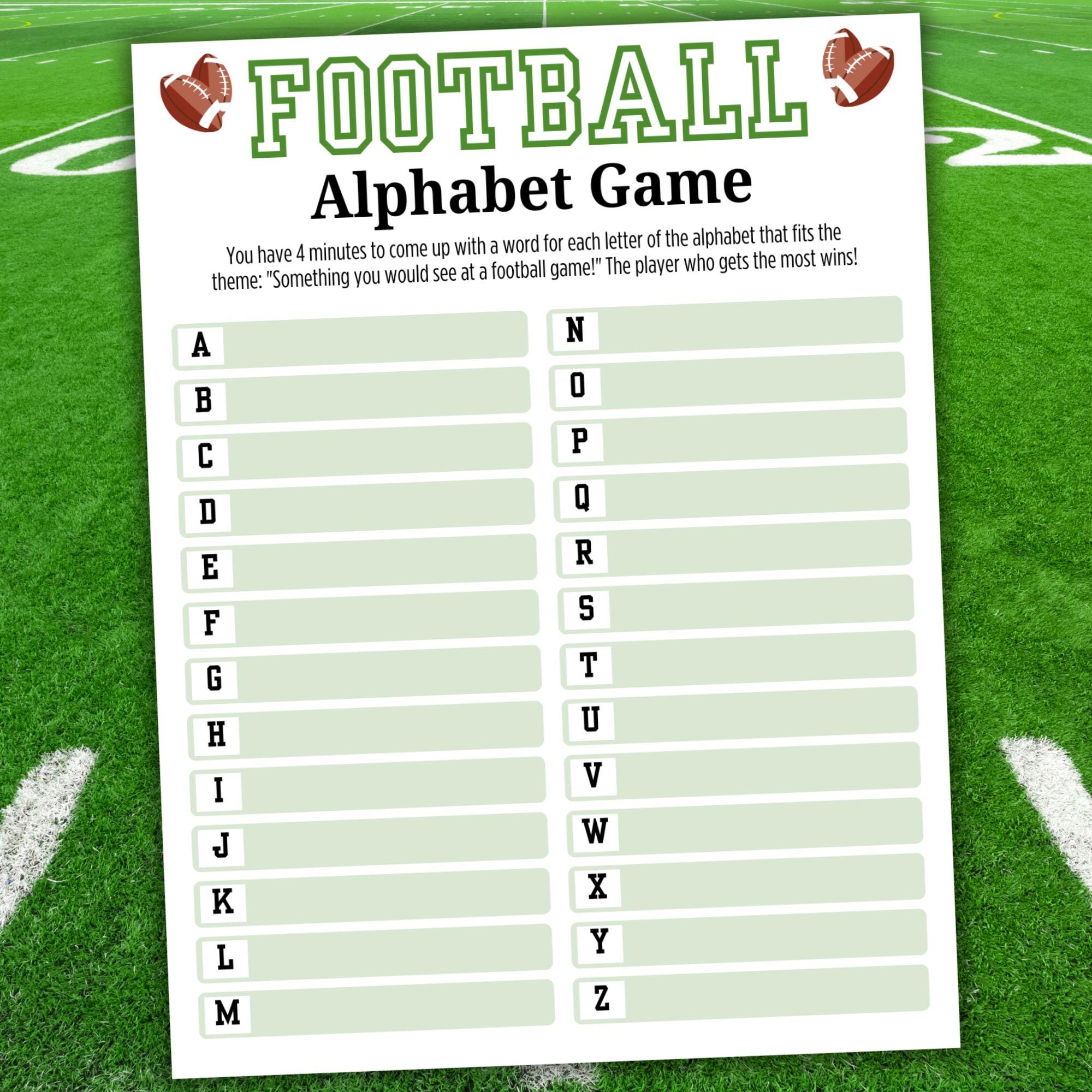 Printable Football Alphabet Game | Football Party Fun Word Game ...