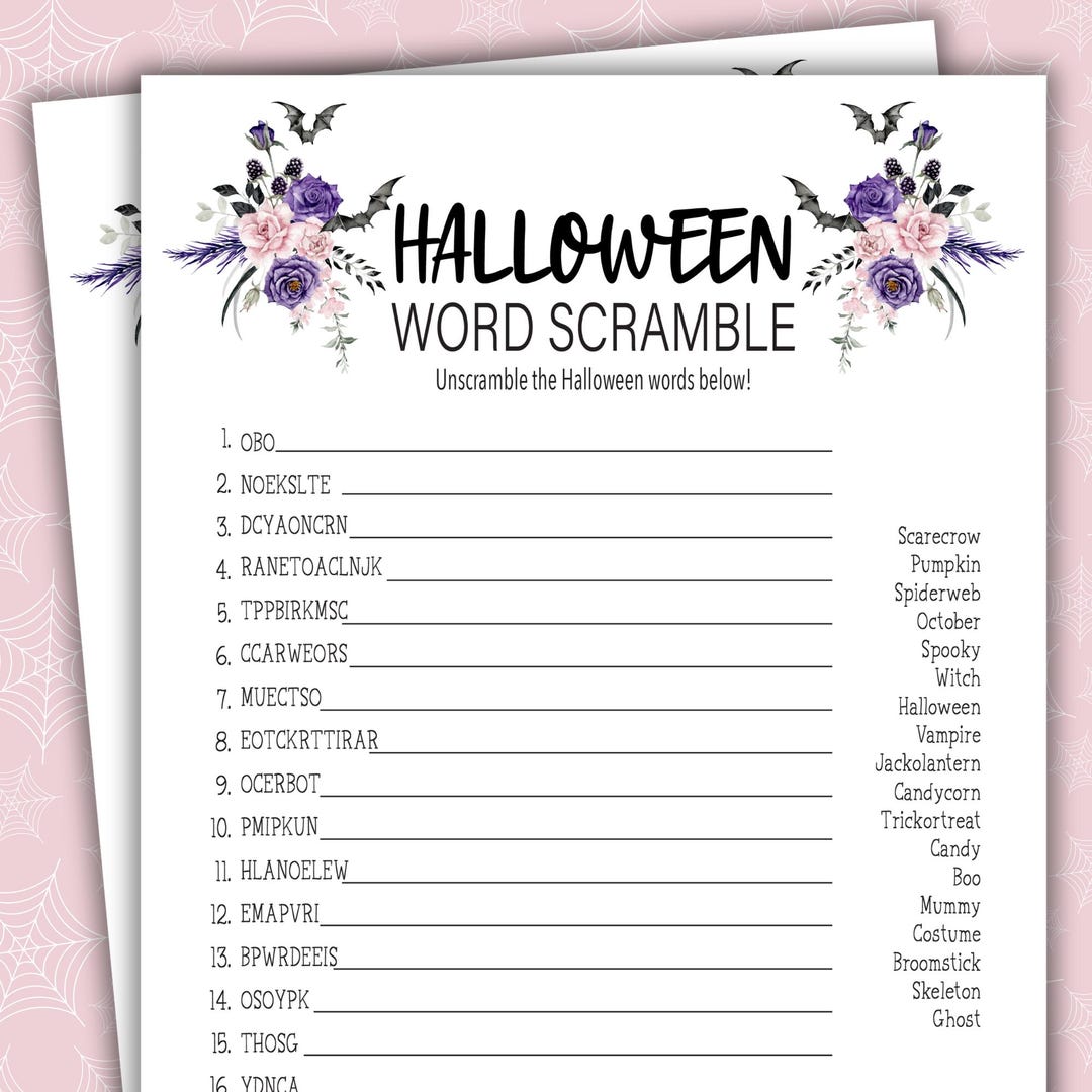 Spooky Halloween Word Scramble | Printable Halloween Party Games ...
