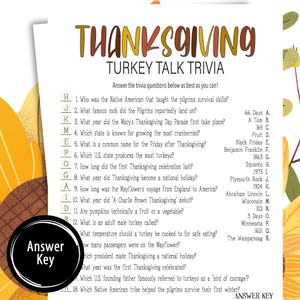 Thanksgiving Printable Trivia Game | Thanksgiving Game Night ...