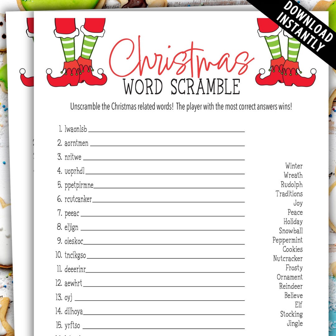 Christmas Word Scramble Game | Holiday Office Party Game | Christmas ...