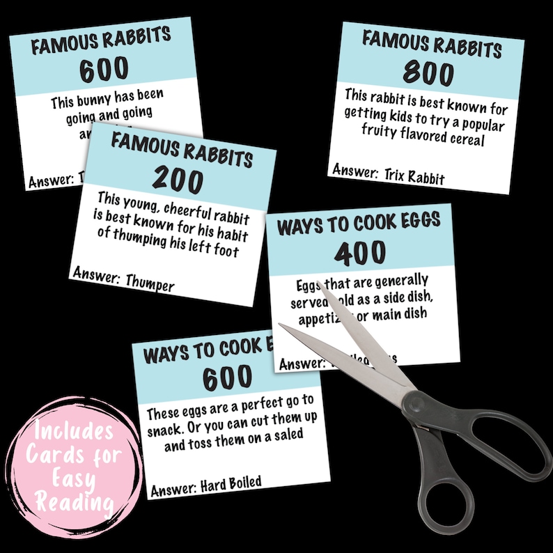 Easter Jeopardy Game | Easter Family Game | Printable Easter Party Game ...