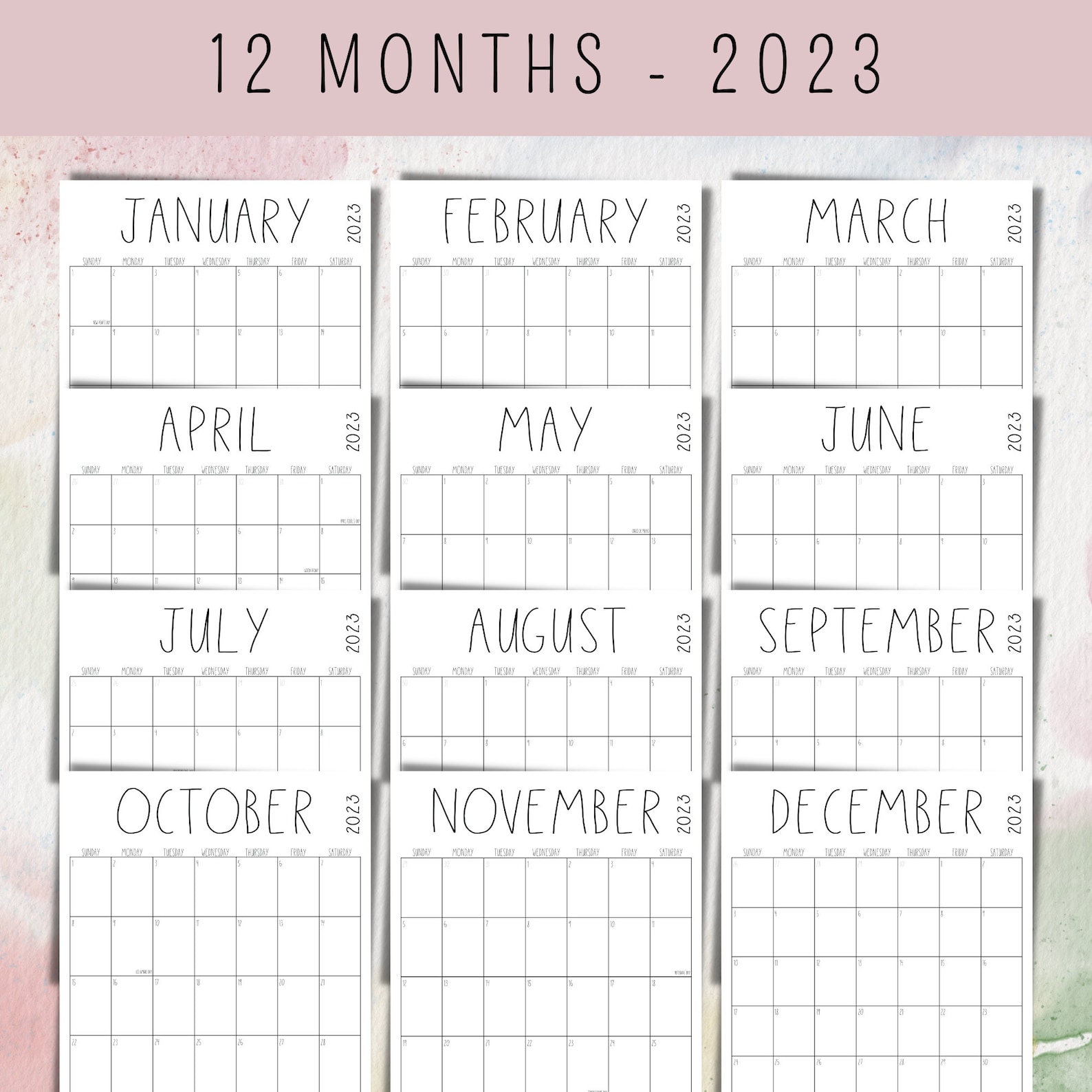 2023 2025 Editable Printable Calendars Portrait Calendar - Etsy Ireland