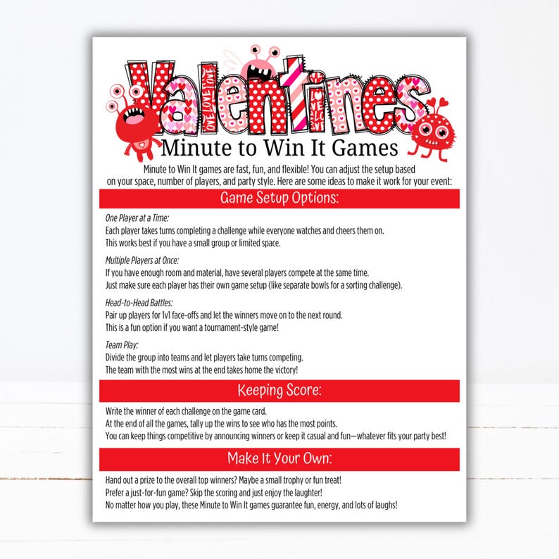 Valentine Minute to Win It Games | Fun Printable Valentine Party Games ...