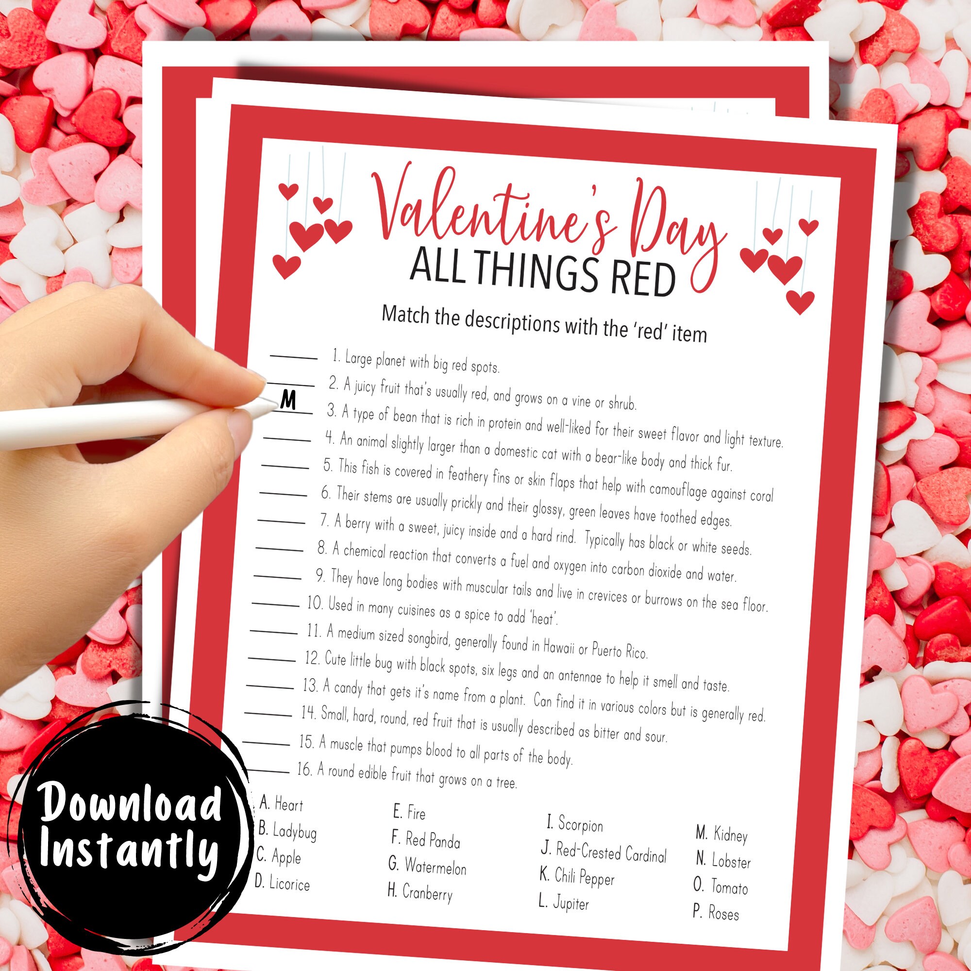 All Things Red Game for Office Party | Family Valentines Red Game ...