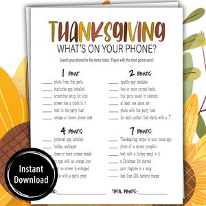 Thanksgiving Whats on Your Phone Game | Thanksgiving Gathering Game ...