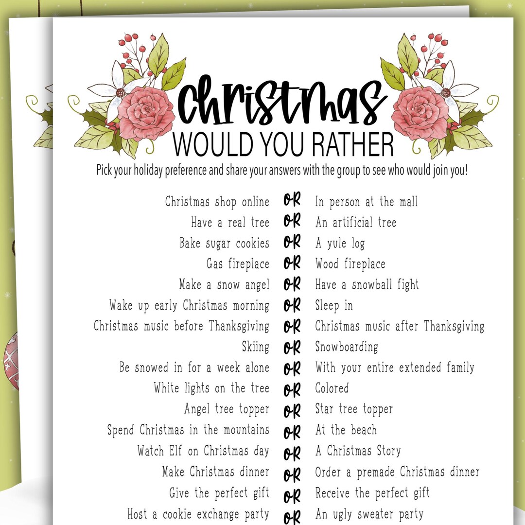 Christmas Would You Rather Game | Holiday Office Party Games ...