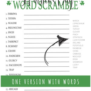 St Patricks Day Word Scramble | St Patricks Day Printable Games ...