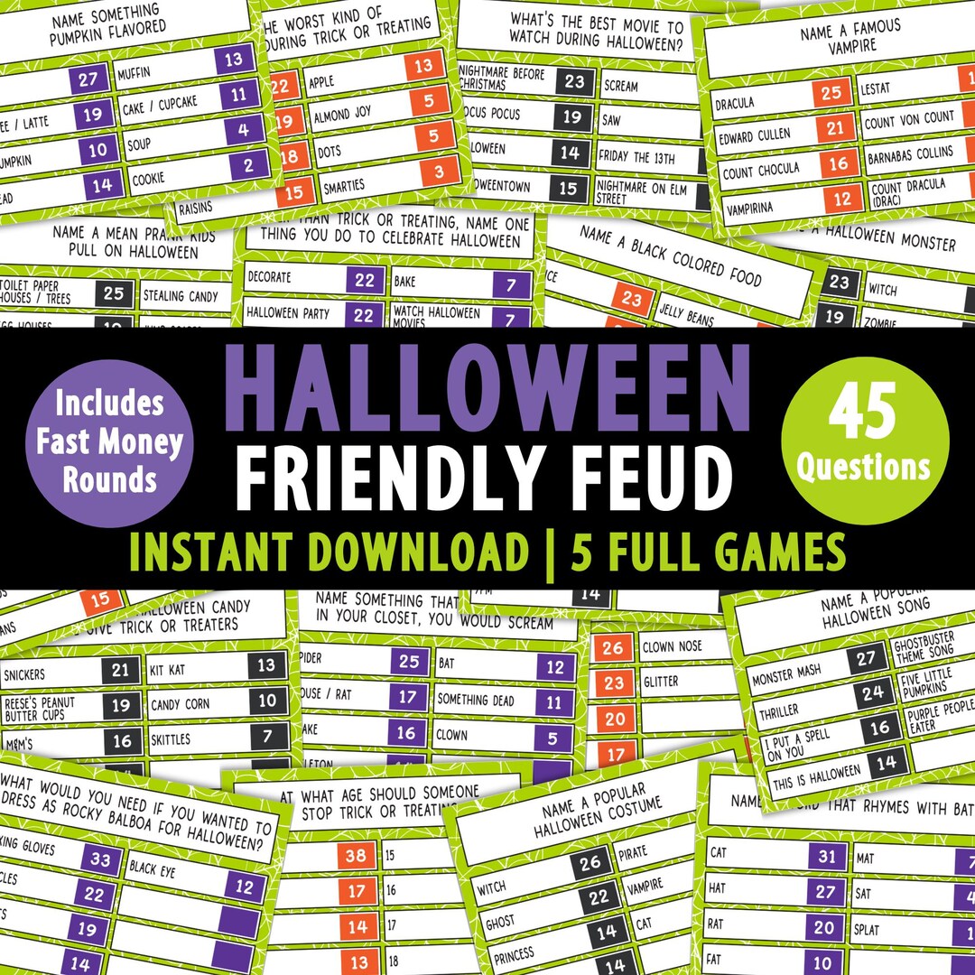 Halloween Friendly Feud Game | Office Party Halloween Game | Family ...