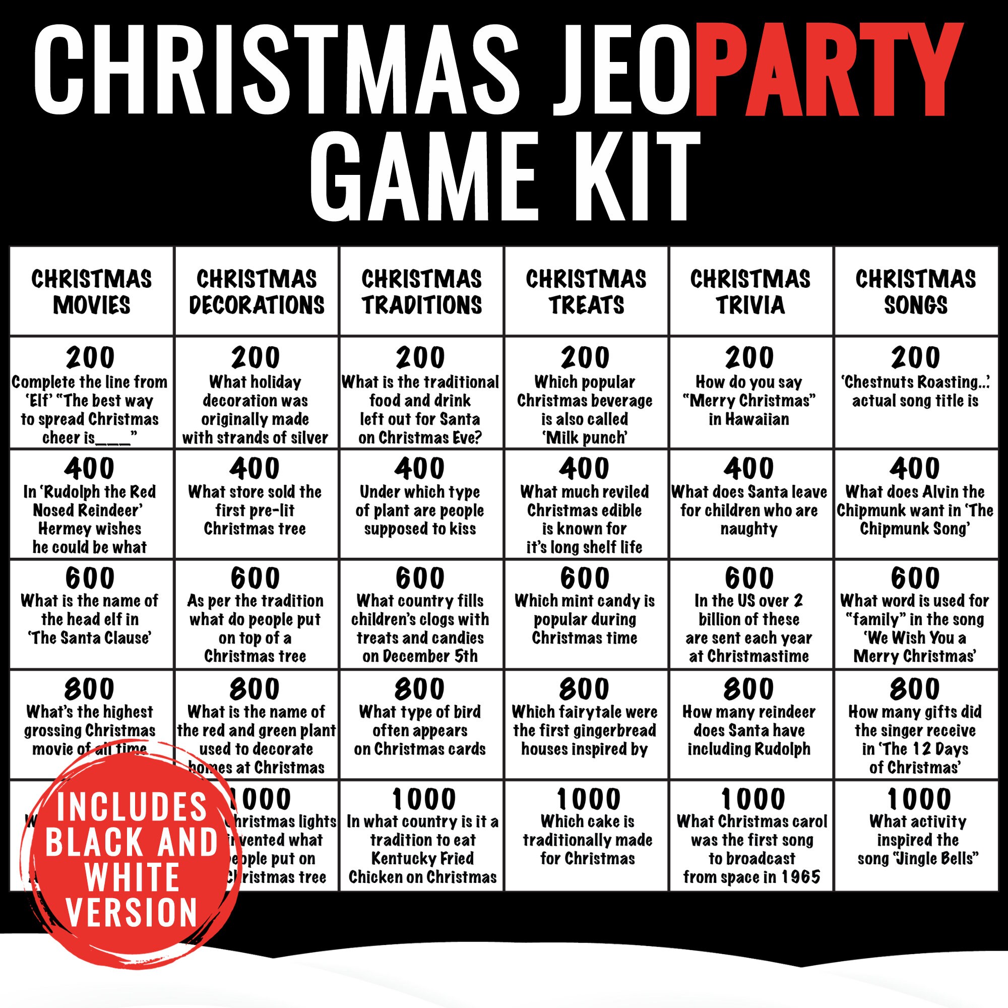 Christmas Jeopardy Game Office Party Christmas Game Family Christmas ...