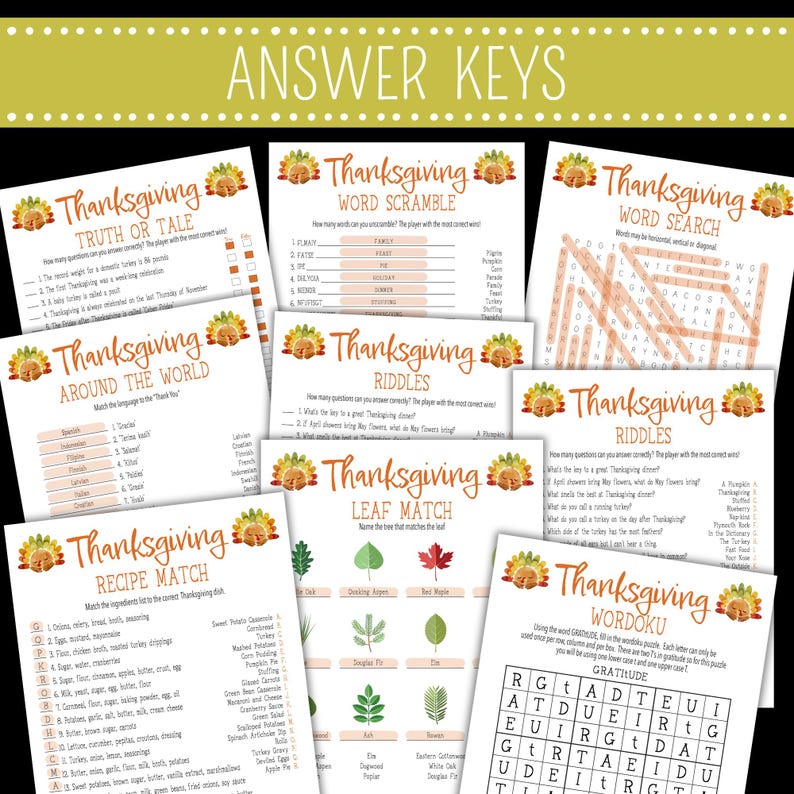 Thanksgiving Game Bundle | Thanksgiving Printable Games | Friendsgiving ...