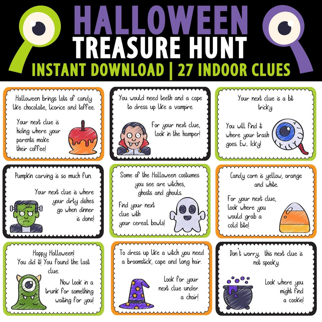 Fun Indoor Halloween Treasure Hunt for All Ages | Halloween Scavenger ...