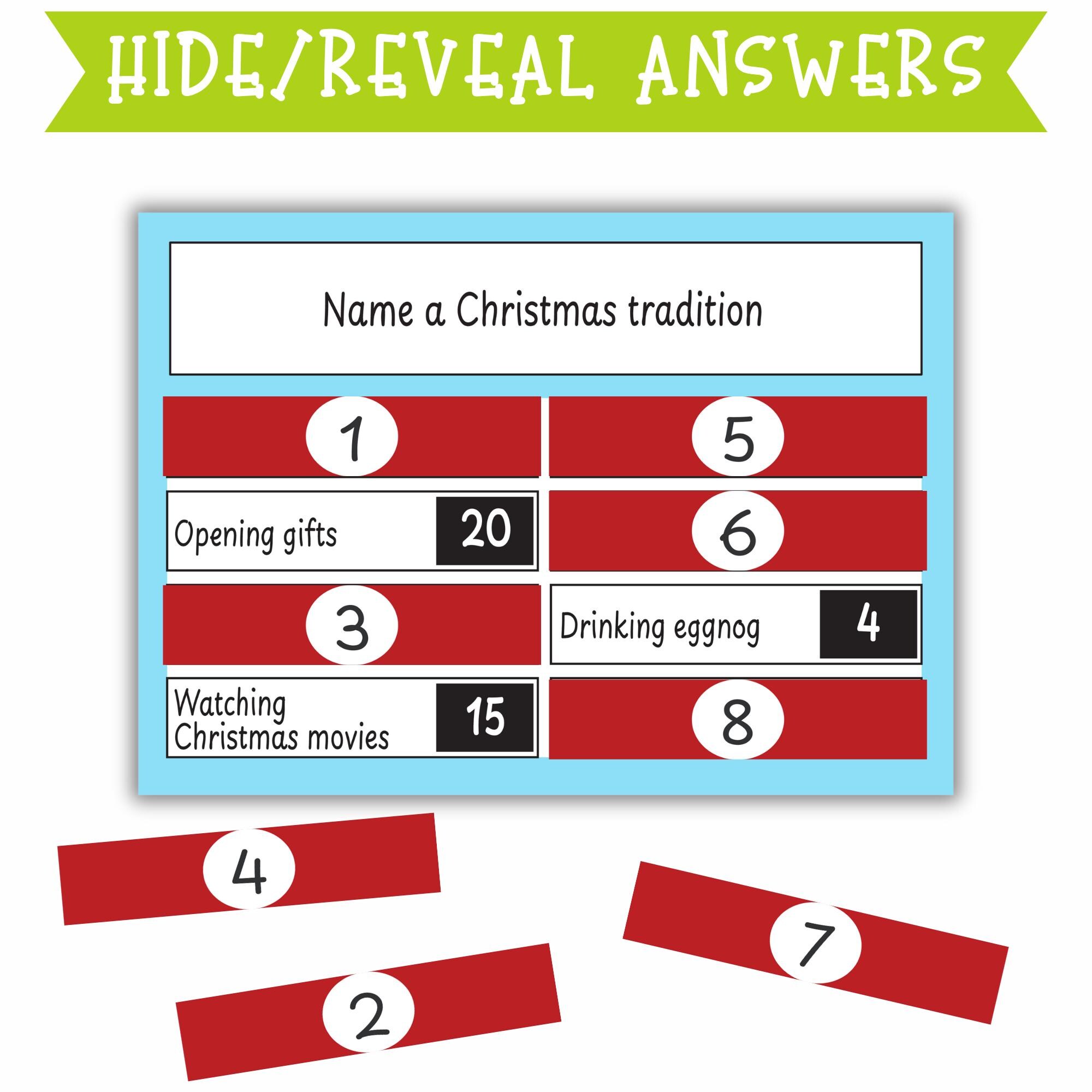 Christmas Friendly Feud Game Printable | Holiday Party Game for ...