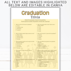 Editable Graduation Trivia Game Printable Grad Party Activity Fun Quiz ...