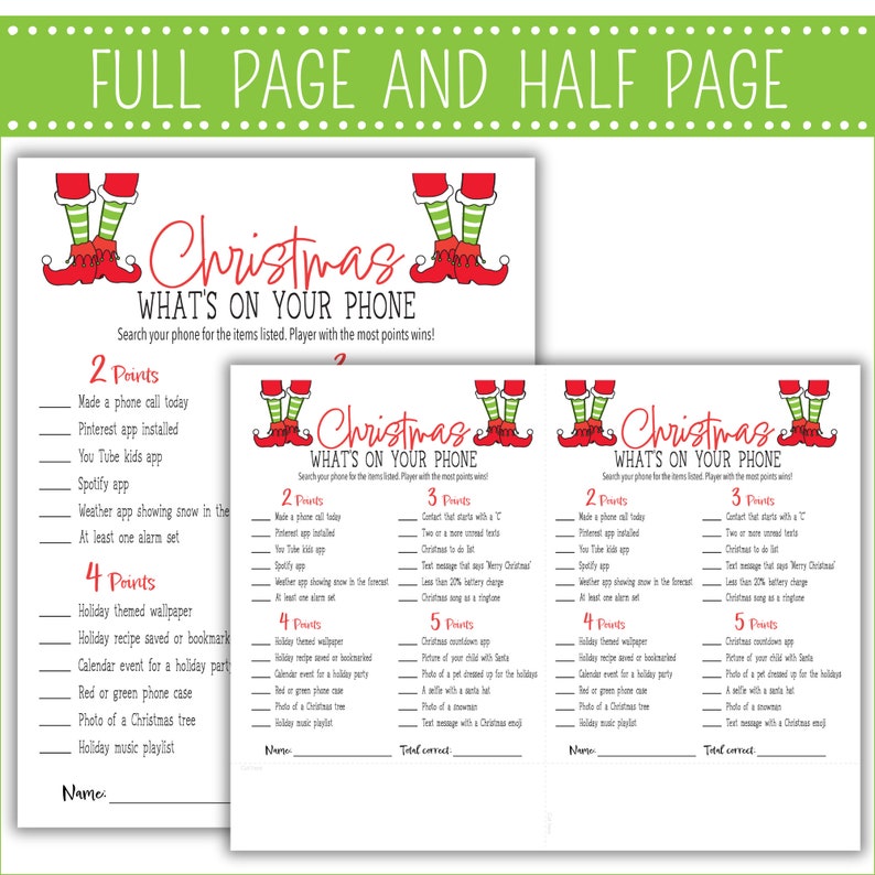 Christmas Printable Whats on Your Phone Game | Christmas Gathering Game ...