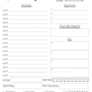 Daily Printable Planner | Daily Calendar | Health Planner | Weekly ...