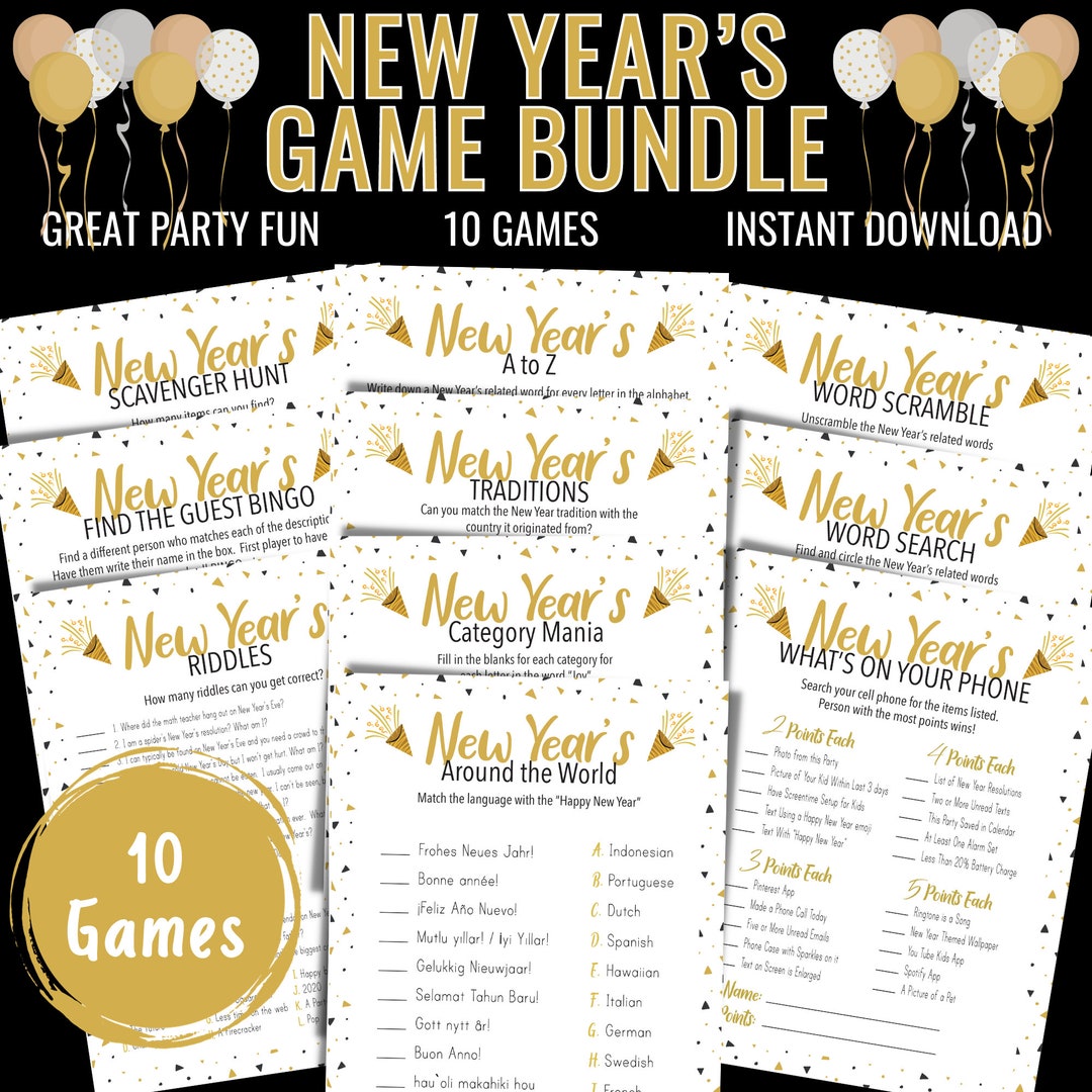 New Years Game Bundle | Office Party New Years Games | New Years Family ...