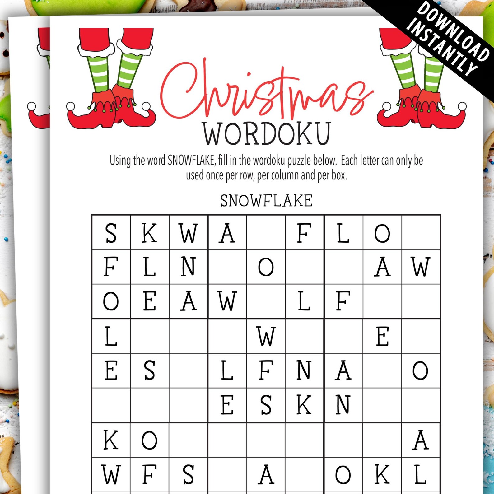 Christmas Wordoku Game | Christmas Gathering Game Night | Christmas ...