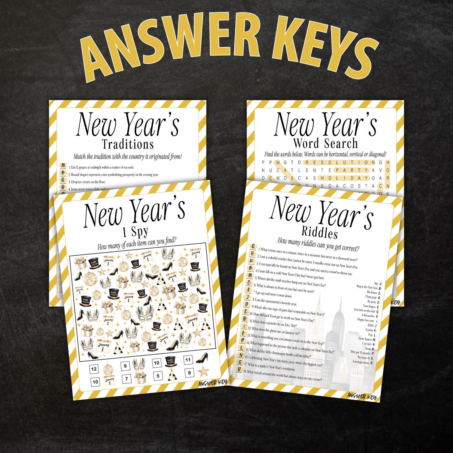 New Years Edition Instant Download Game Bundle | Holiday Classroom ...