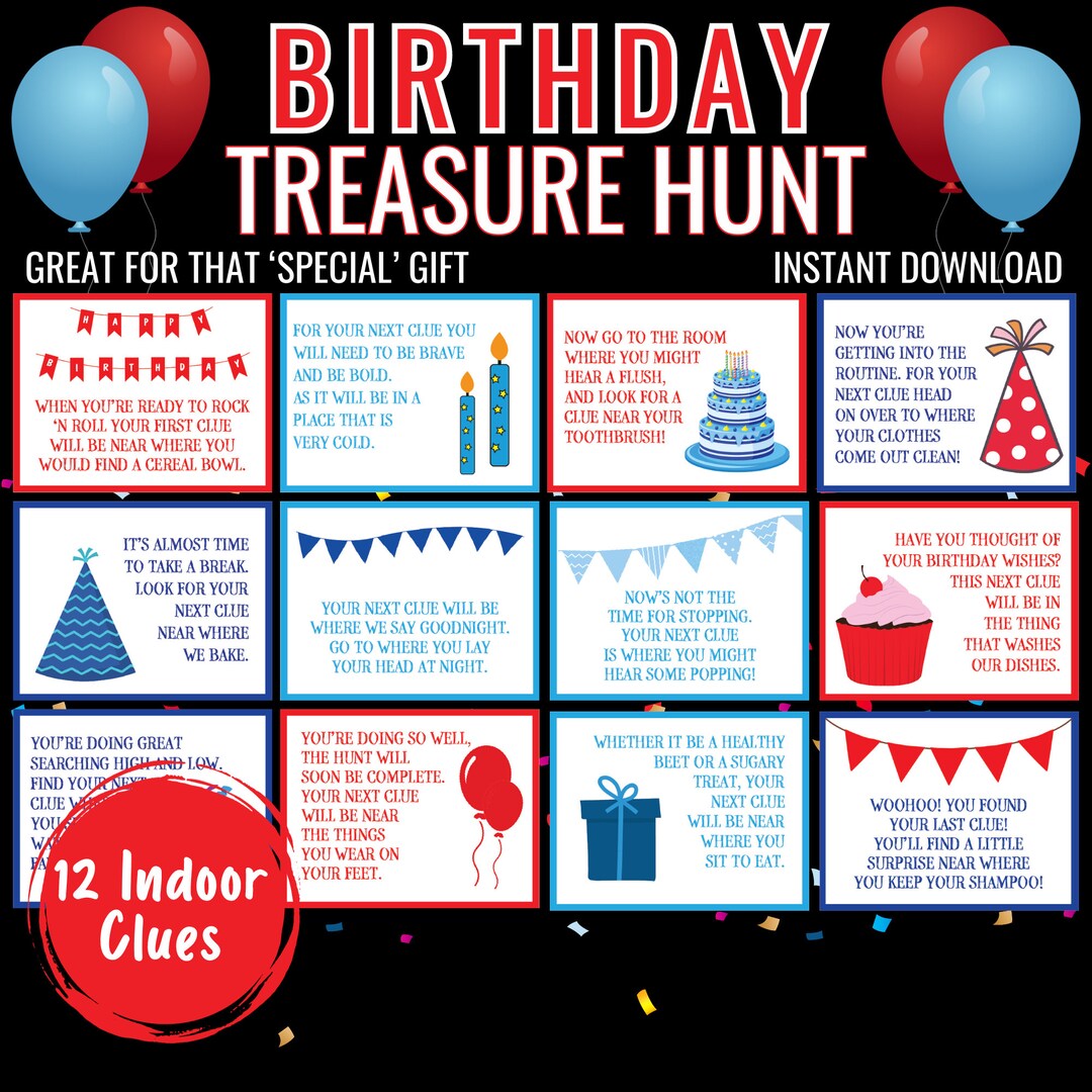 Birthday Scavenger Hunt Birthday Party Games Printable - Etsy