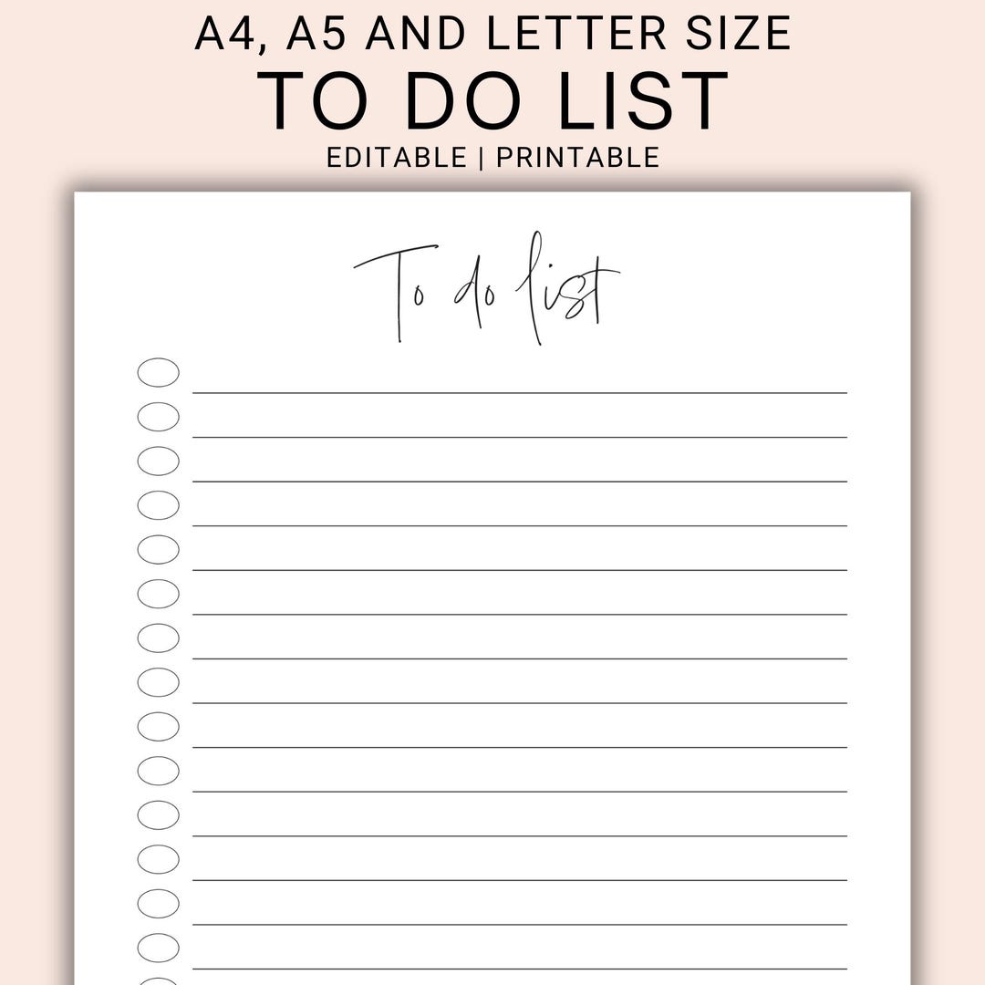 Simple Editable Printable to Do List | PDF to Do List | Minimalist ...