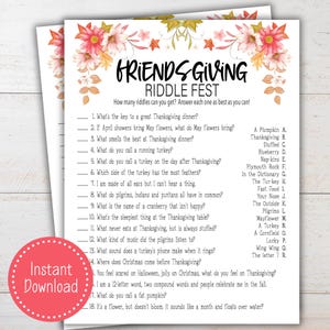 Friendsgiving Riddles Printable Game | Friendsgiving Gathering Game ...