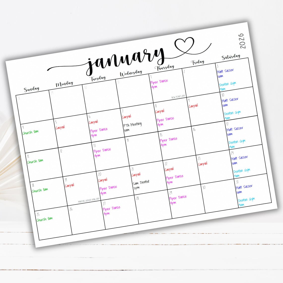 2026 Editable Calendar PDF | Fillable Monthly Planner Pages | Landscape ...
