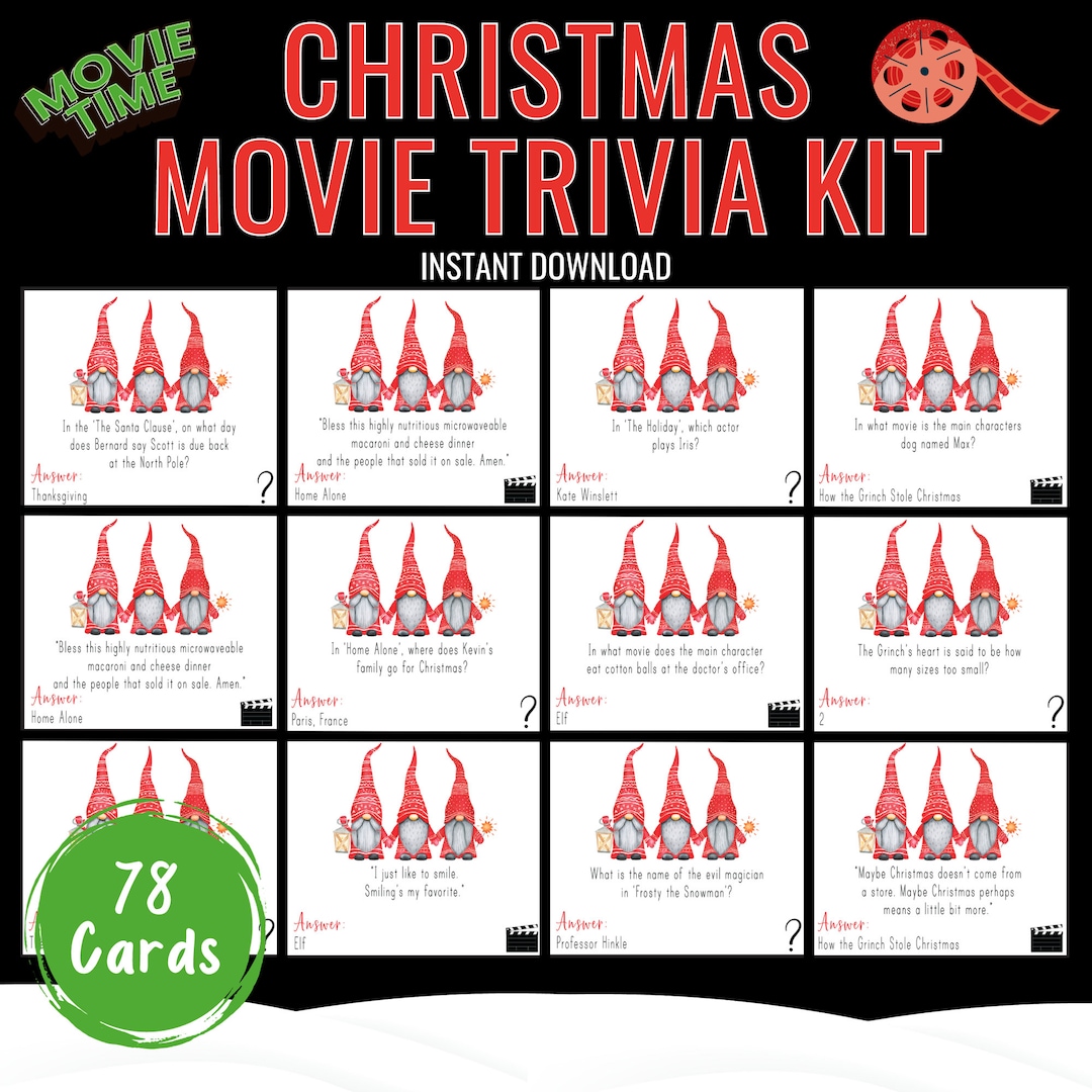 Christmas Movie Trivia Game for Office Party Family Christmas Movie ...