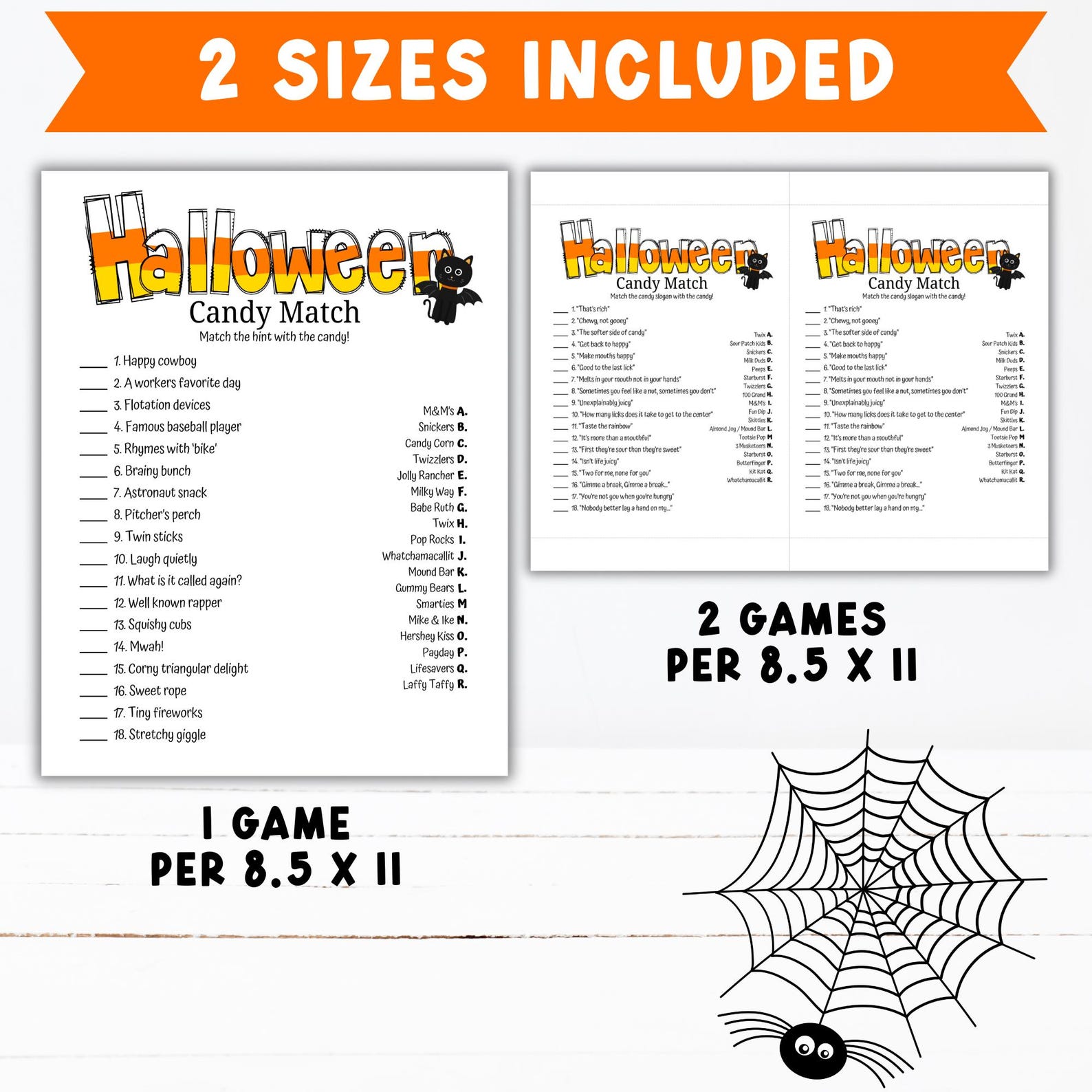 Editable Printable Halloween Candy Match Game | Match the Candy Slogan ...