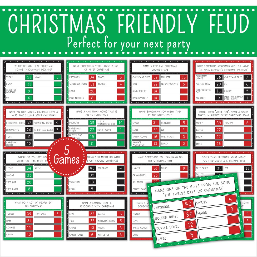 Christmas Friendly Feud Game Polka Dot Office Party Christmas Game ...