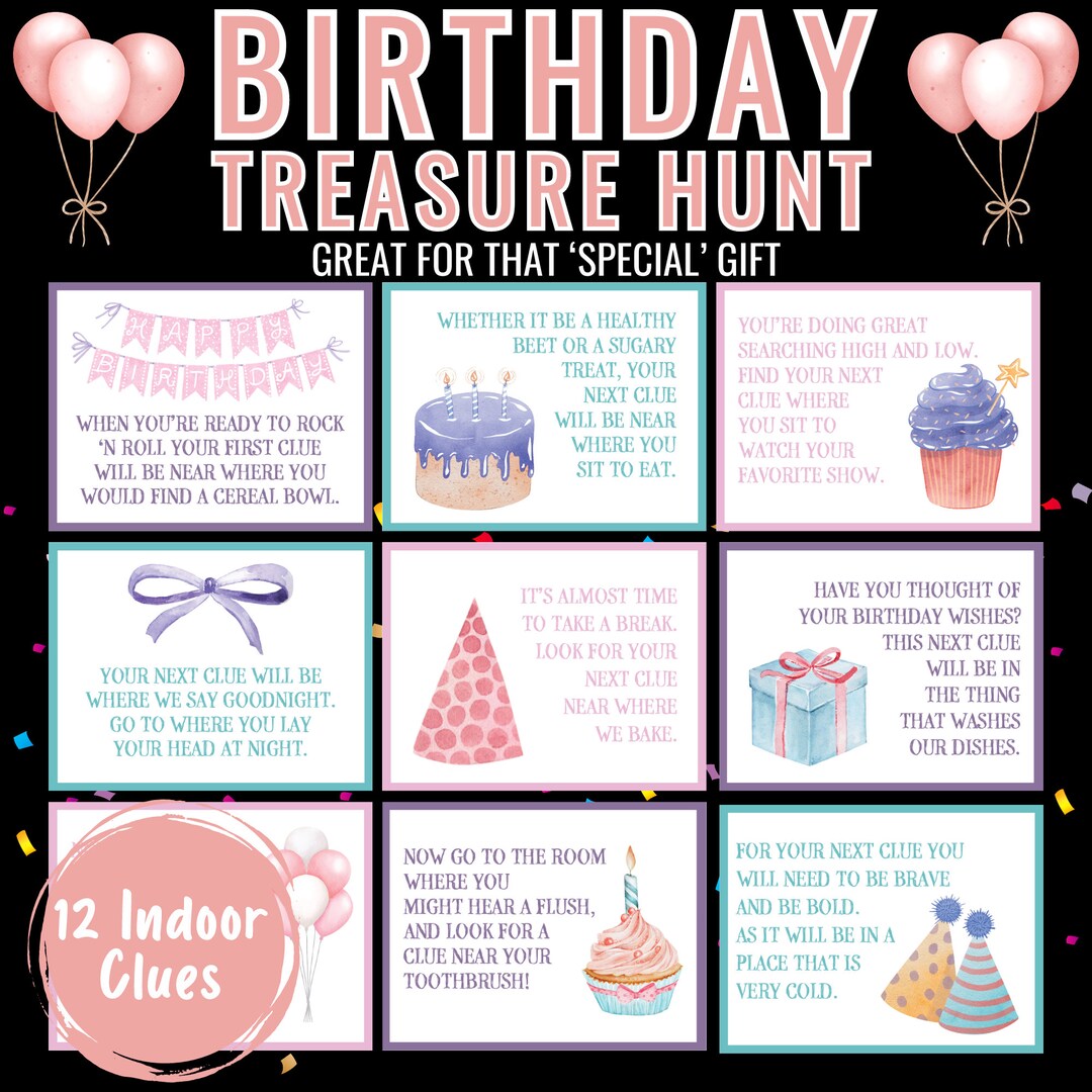 Birthday Scavenger Hunt, Birthday Party Games, Printable Birthday ...