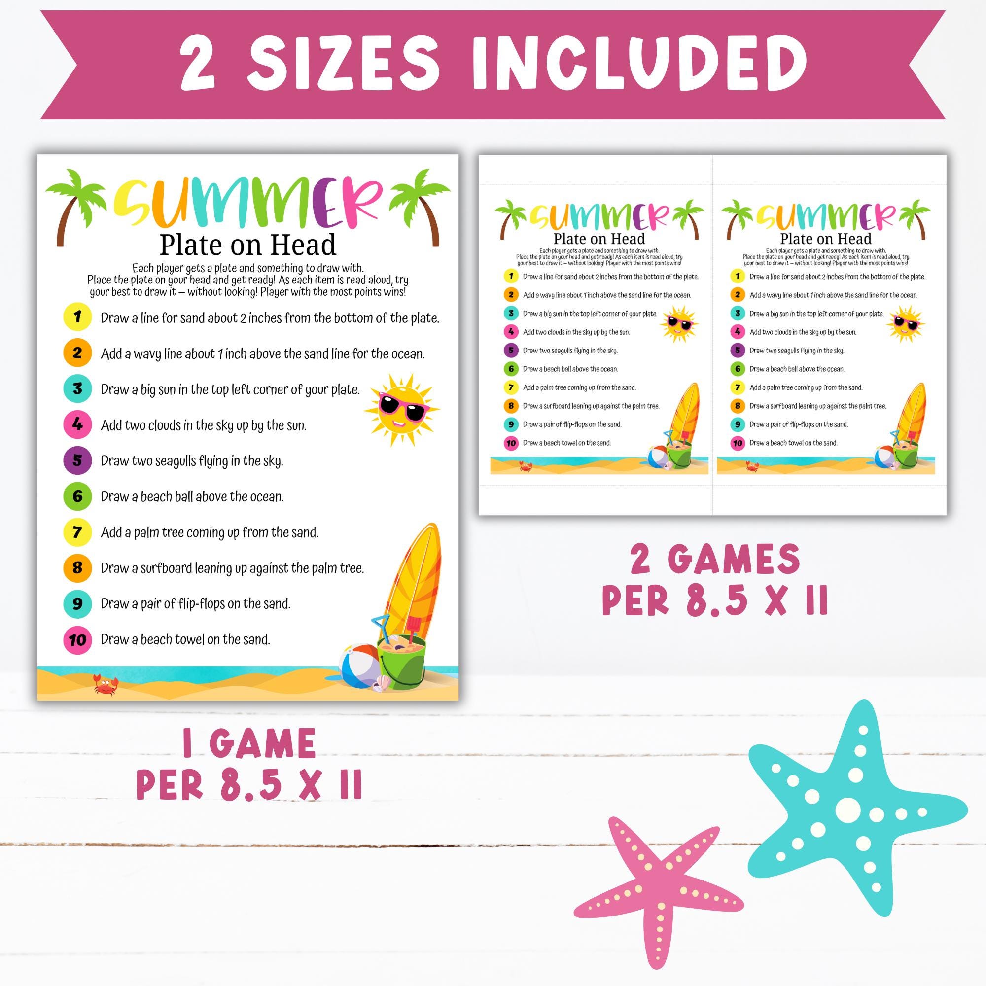 Summer Printable Plate on Head Game | Printable Summer Activity ...