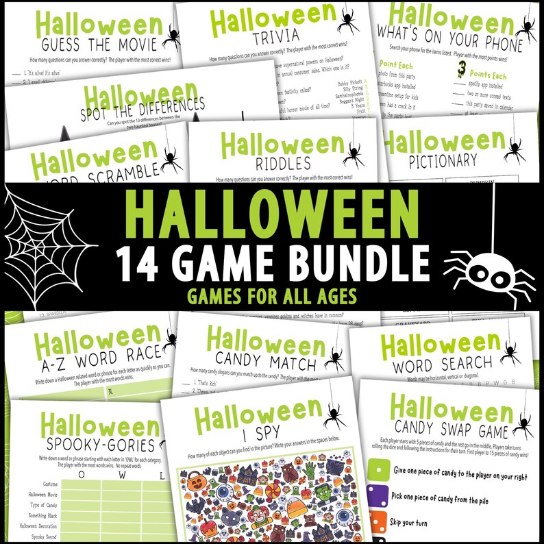 Halloween Game Bundle for All Ages | Classroom Halloween Printable ...