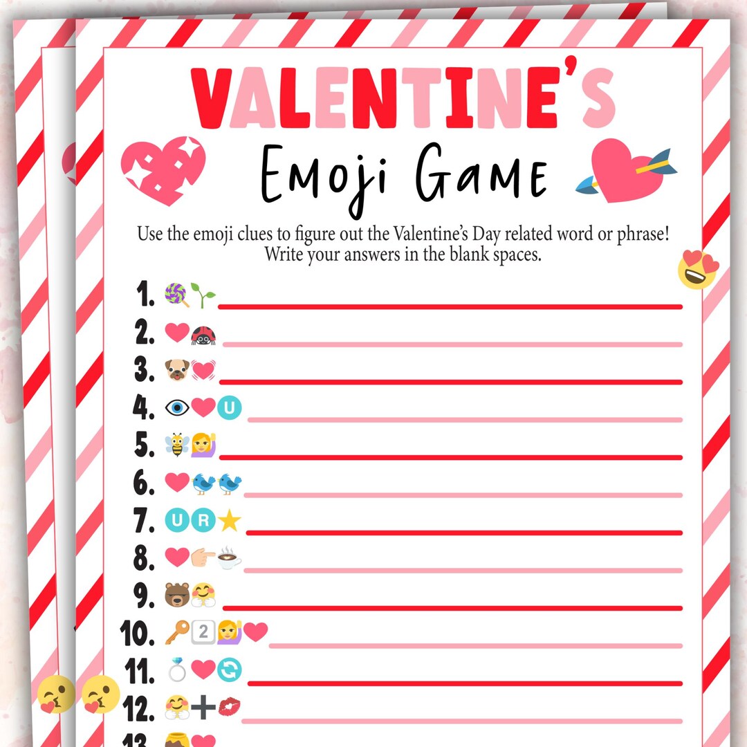 Fun Printable Valentine Emoji Game | Valentine Day Printable Game for ...
