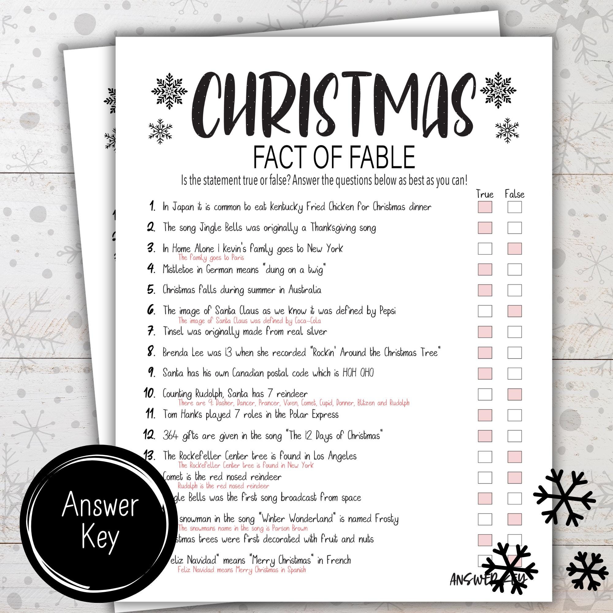 Christmas Fact or Fiction Game | Holiday Office Party Games | Christmas ...