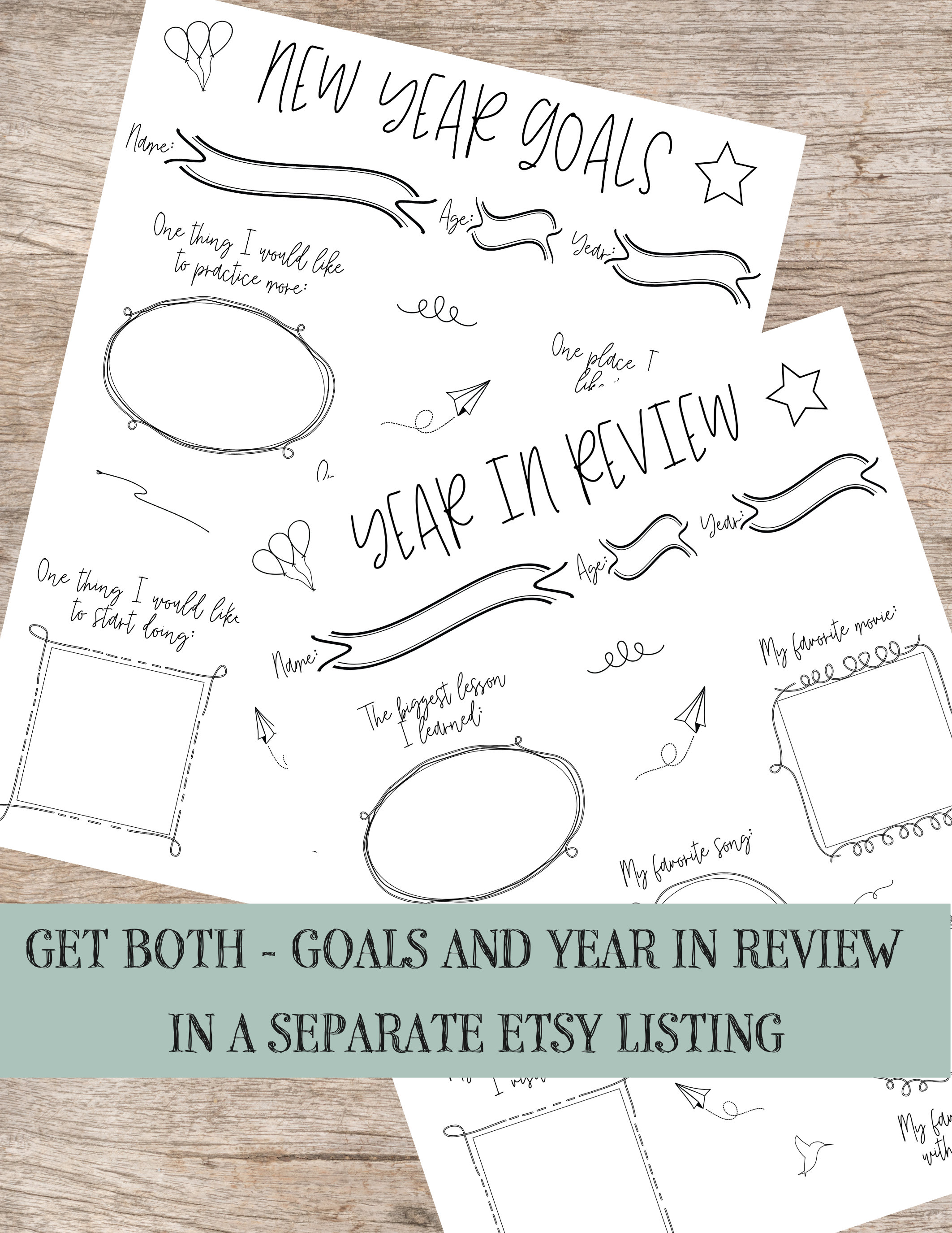 Kids Printable New Year Goals | Family New Year Goals | New Year Kids ...