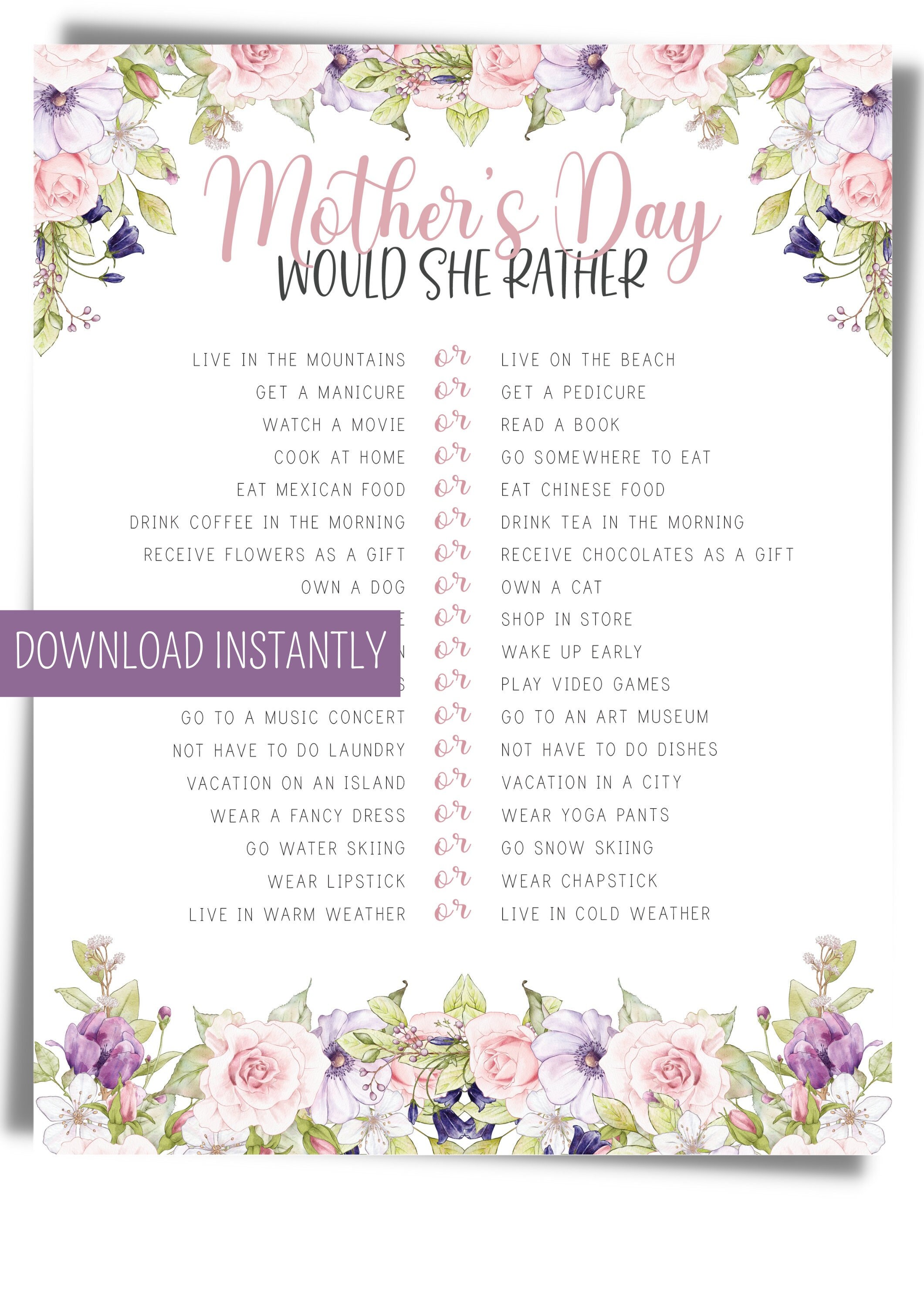 Mother's Day Games Mother's Day Games Printable - Etsy
