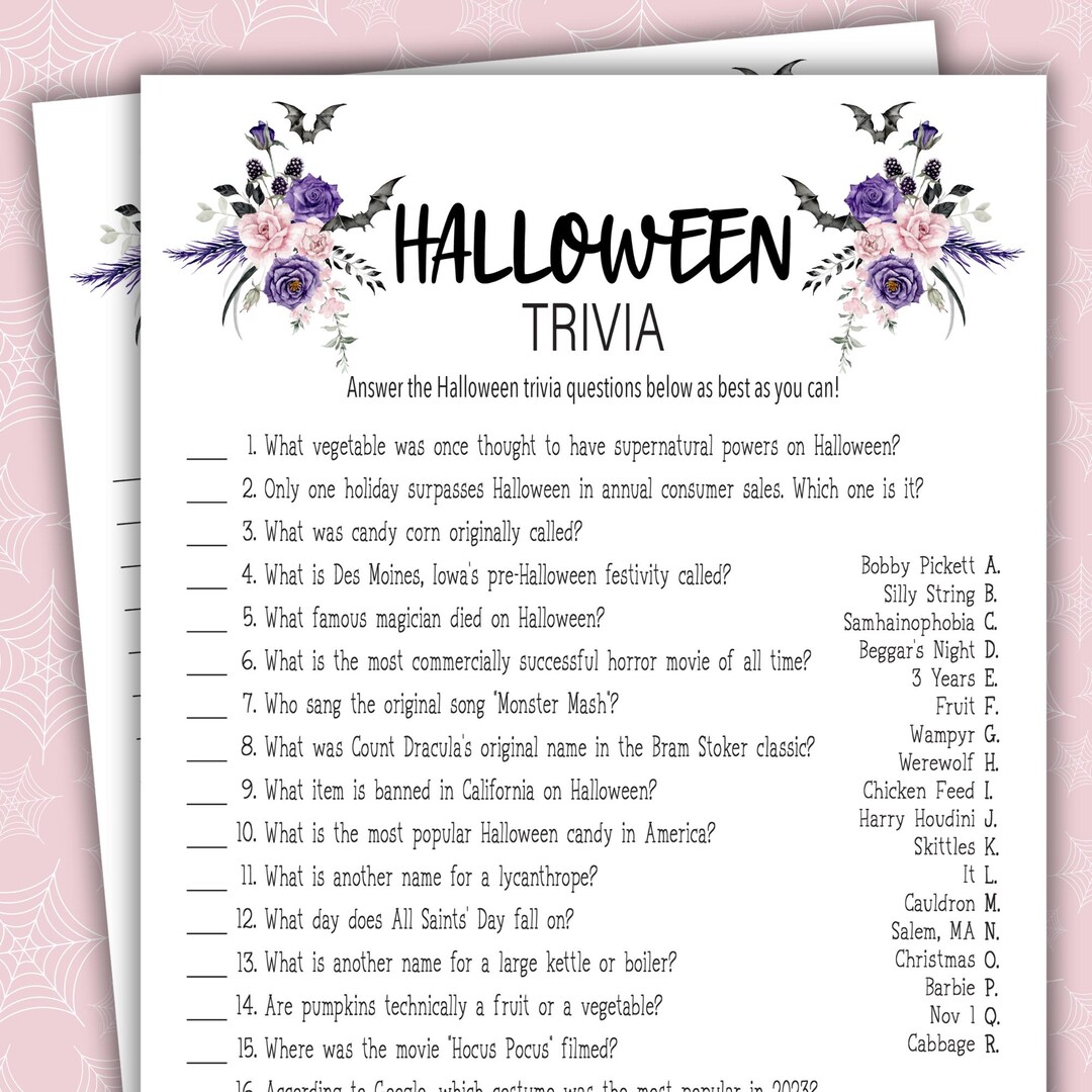 Spooky Halloween Trivia Game | Printable Halloween Party Game ...