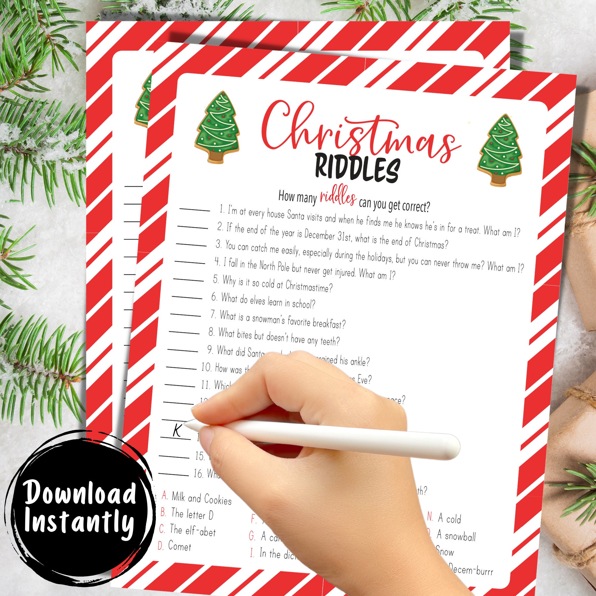 Christmas Riddles Game for Office Party Family Christmas Game Night ...