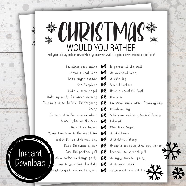 Christmas Would You Rather Game | Holiday Office Party Games ...