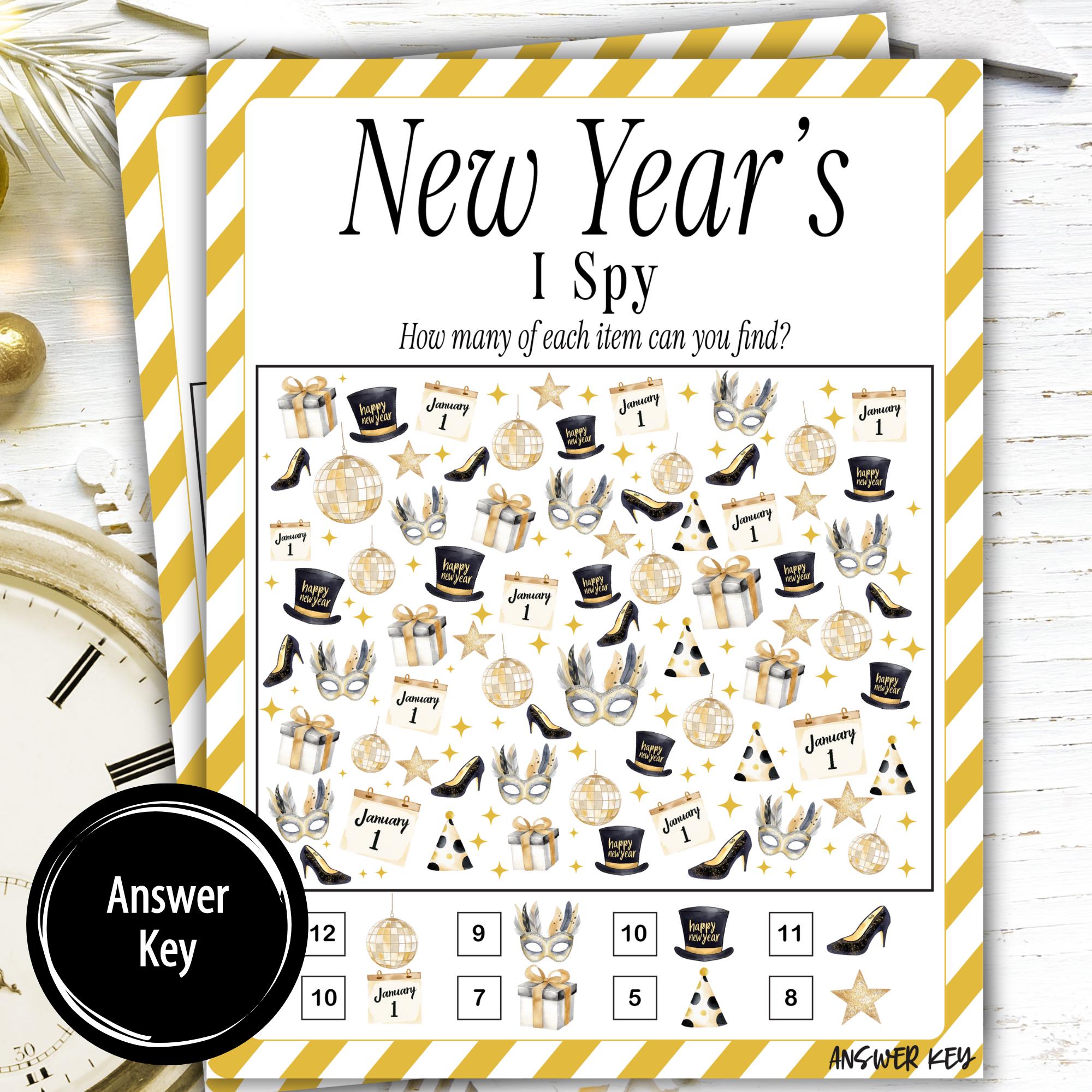 New Years I Spy Game With Gold Border | New Years Eve Games | New Years ...
