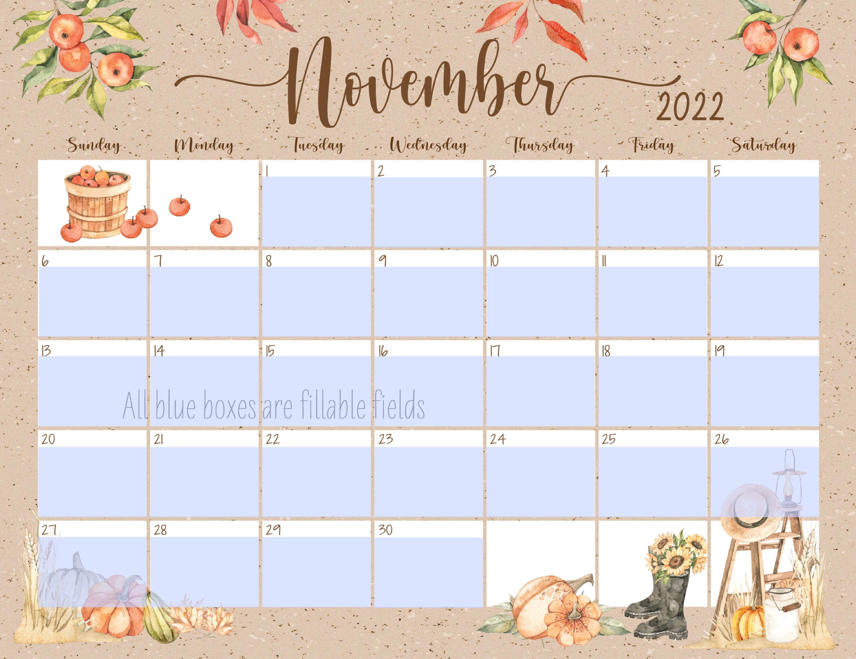 Calendar 2022 November Cute