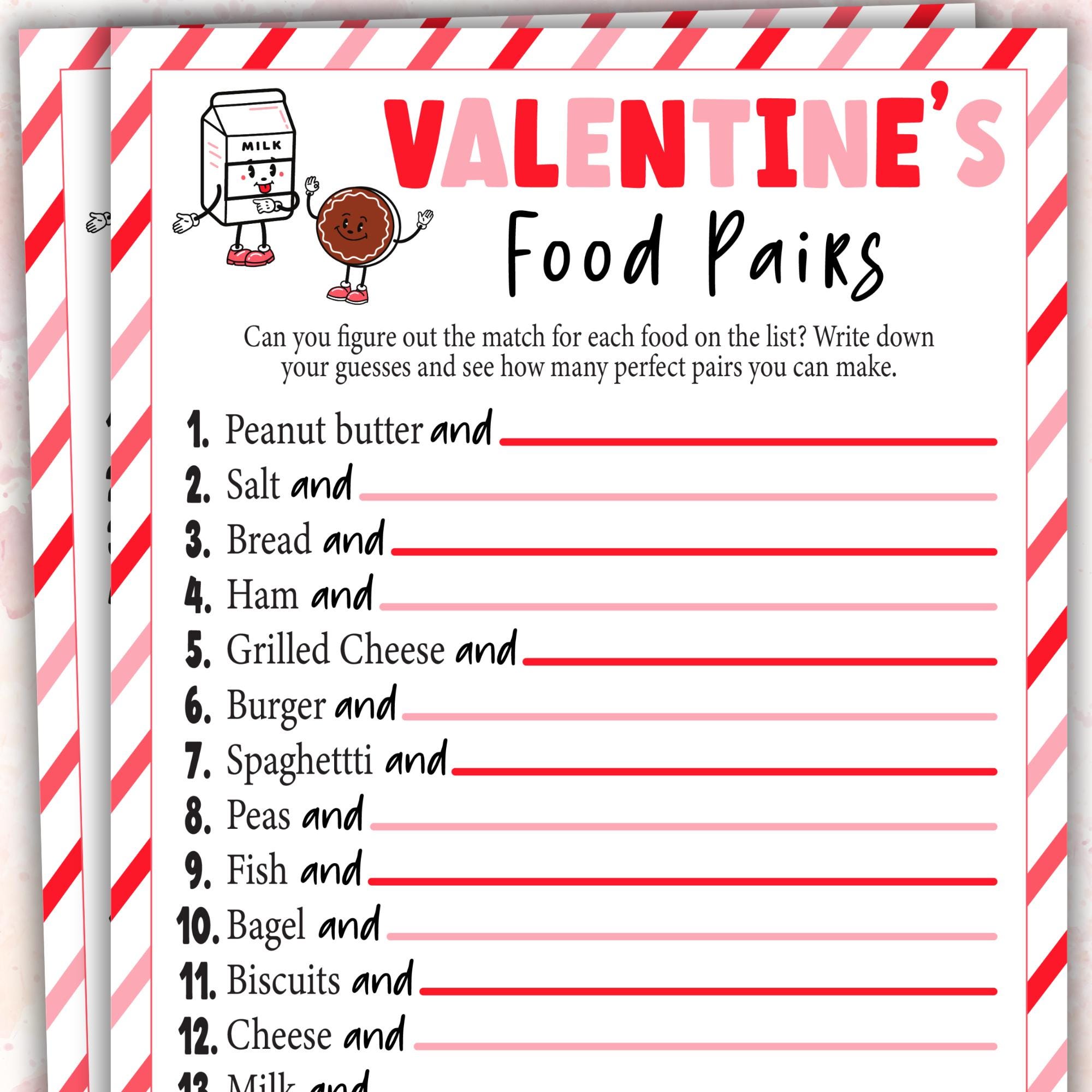 Valentines Day Food Pairs Game | Kids Valentines Food Match Game ...