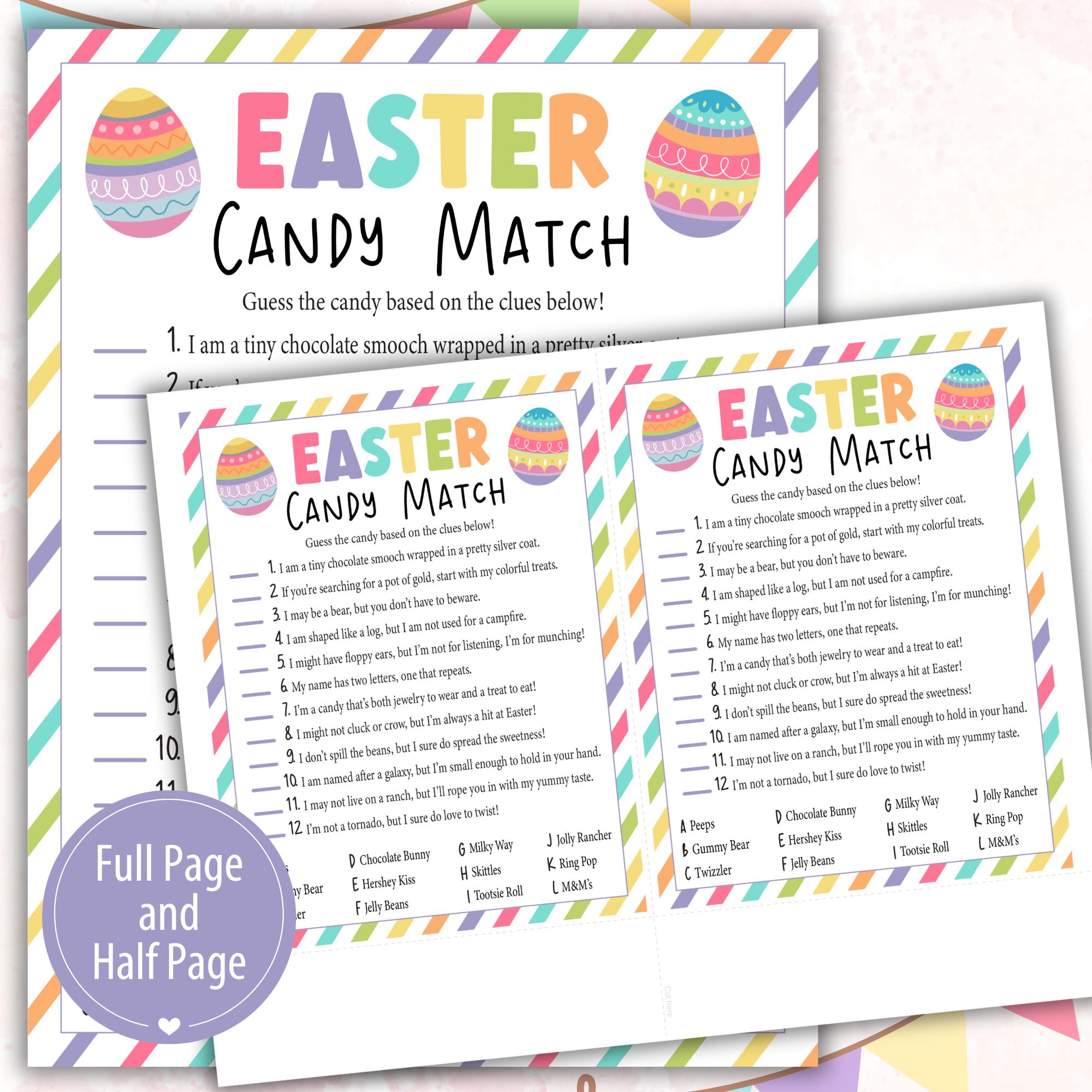 Fun Printable Easter Candy Match Game With Candy Clues | Easter ...