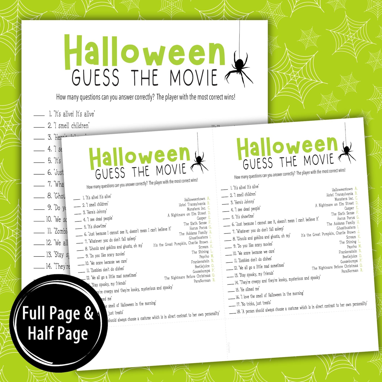 Halloween Guess the Movie Game | Printable Halloween Party Game ...