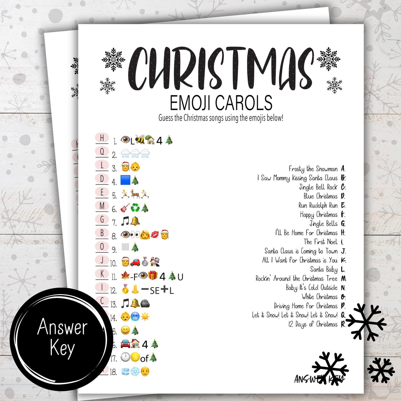 Christmas Songs Emoji Game | Christmas Gathering Game Night | Christmas ...