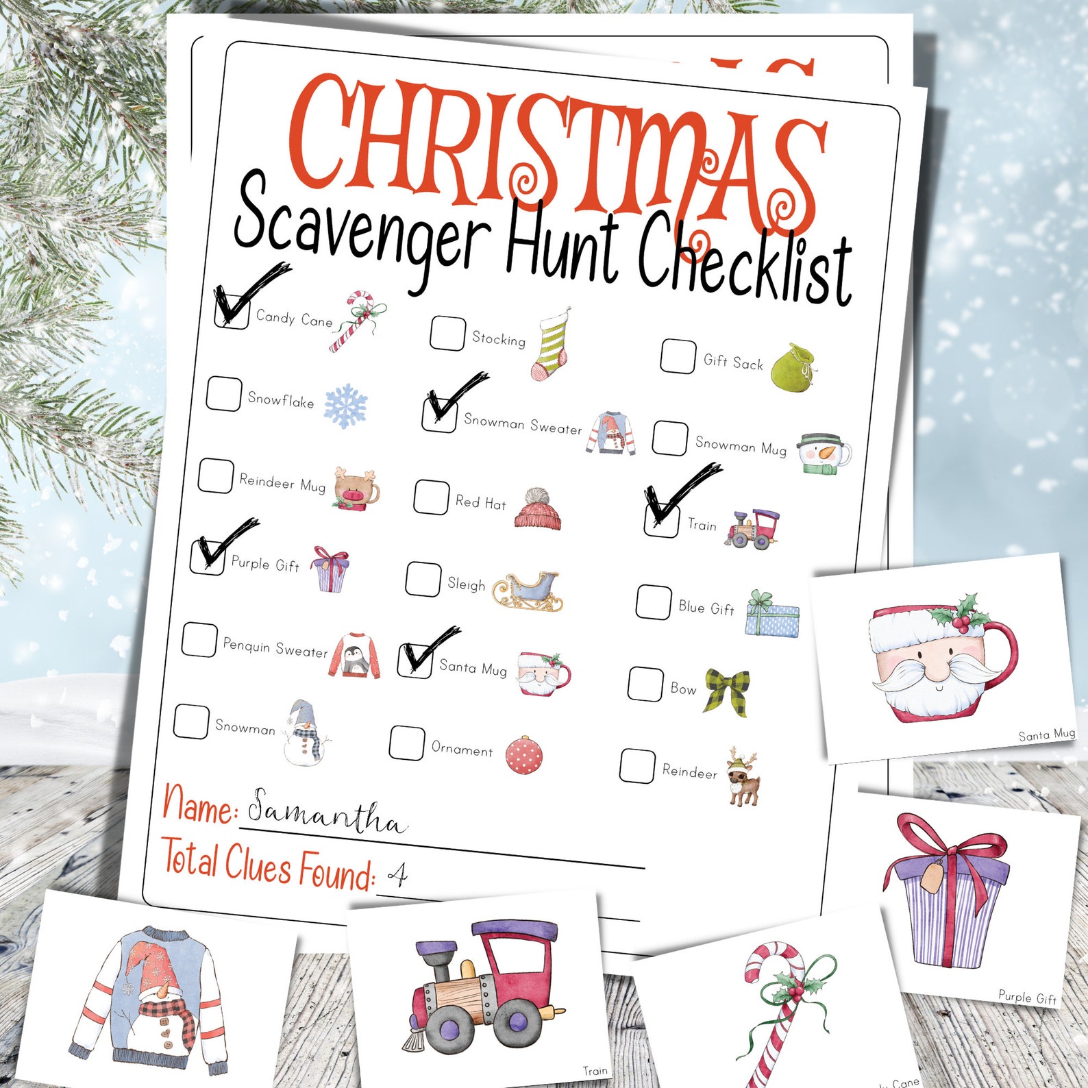 Scavenger Hunt for All Ages, Christmas Hunt, Christmas Treasure Hunt ...