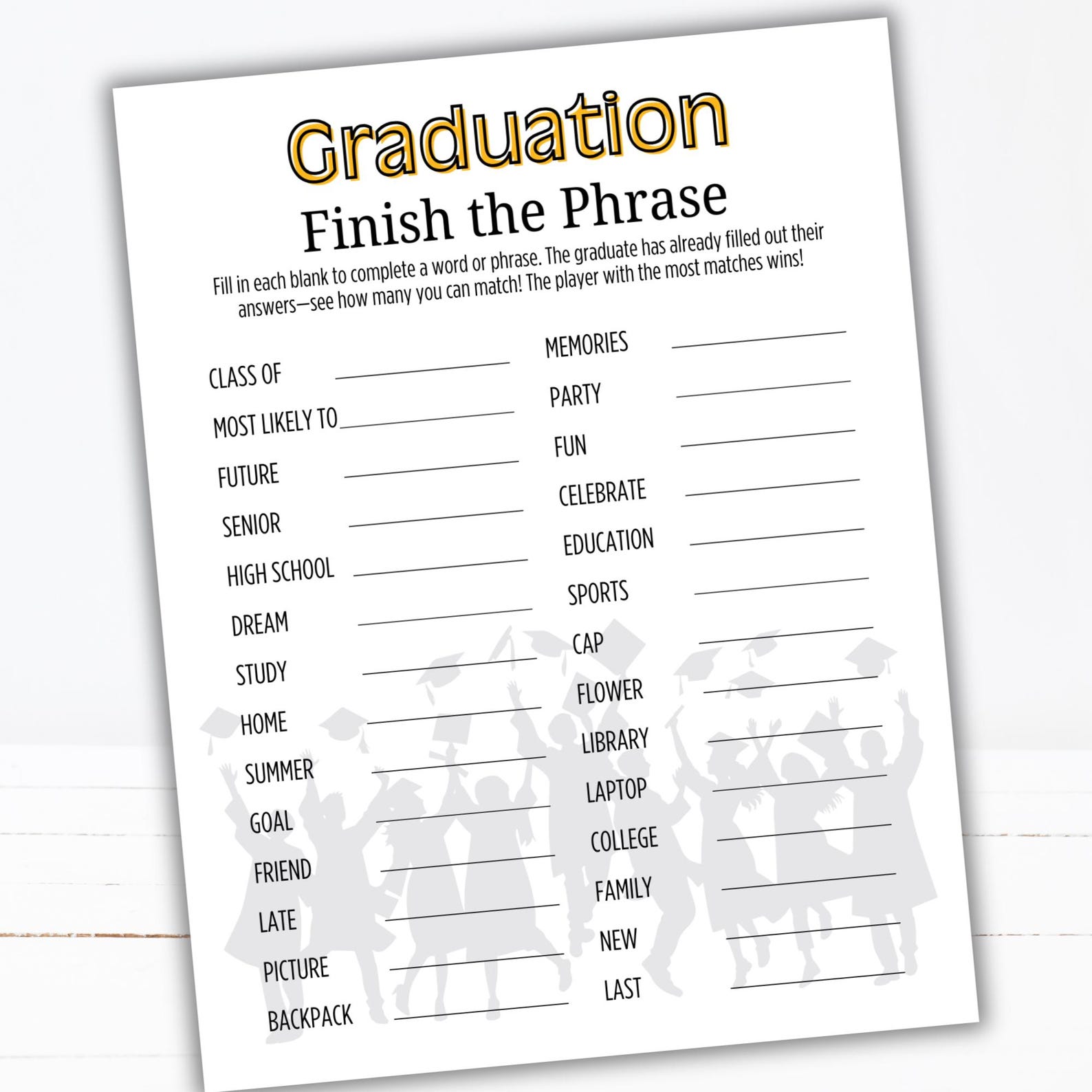 Editable Graduation Finish the Phrase Game Printable Grad Party ...