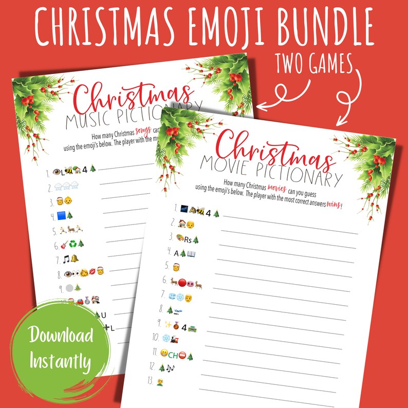 Christmas Printable Games, Christmas Movie Emoji Game, Christmas Song ...